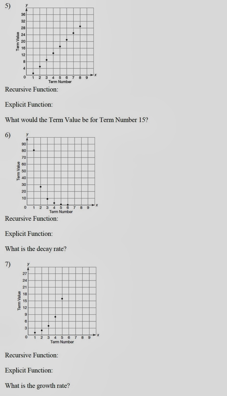 Mr. Matt's Math Classes: Assignment - Sequences from Tables and Graphs