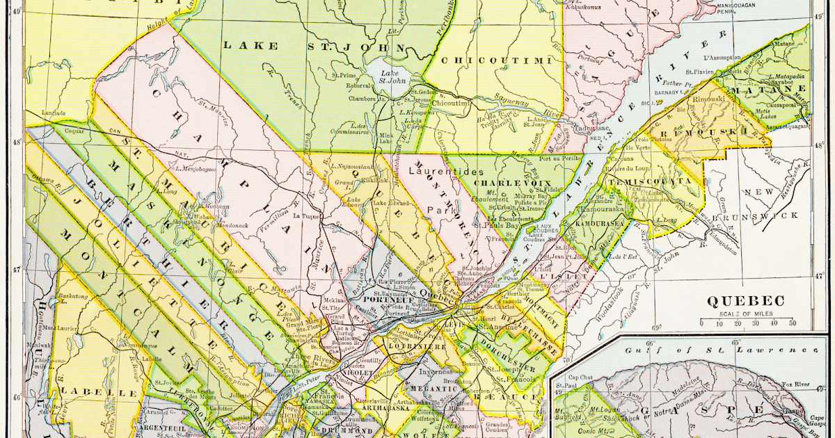 Lachine Peas: Quebec, Map from 1927 Showing Railway Lines