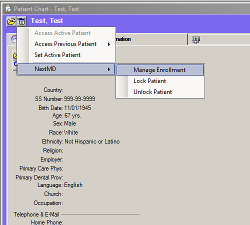 NextGen Template Development: NextMD Patient Portal – Enrollment Process