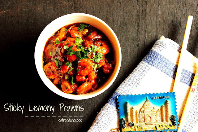 Sticky Lemony Prawns