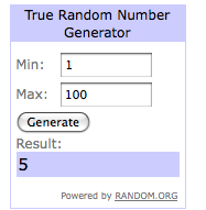 Finally in First: Random Number Generator and Screen Shots