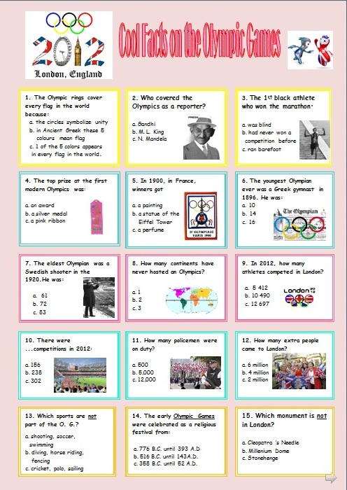 English stuff ESL: OLYMPIC QUIZ (intermediate students)