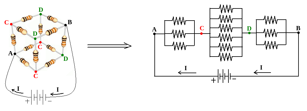Physics 12: How to Find Equivalent Resistance of Resistor Cube?