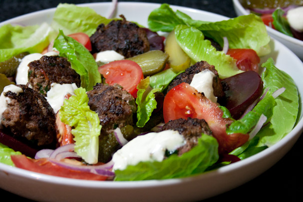 3 hungry tummies: Meatball Salad From The Tummies' Kitchen