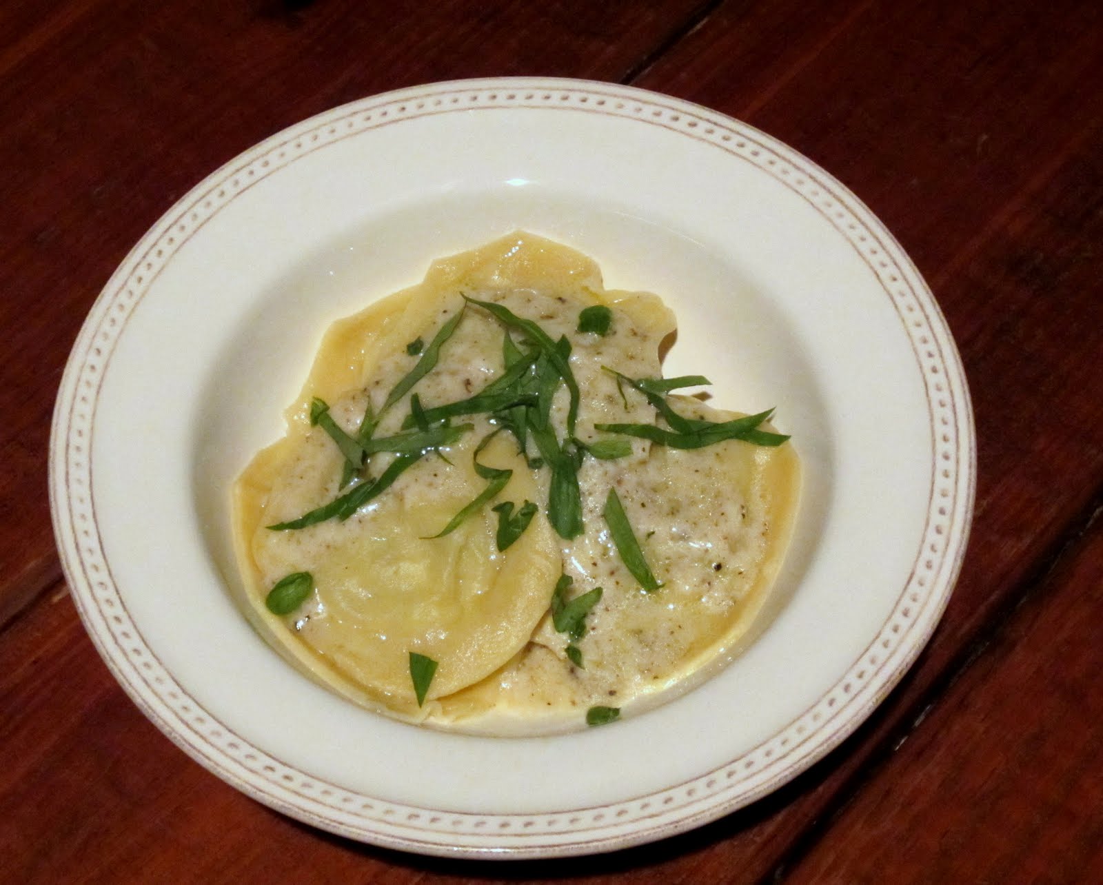 Katie's Feast: Pecorino and Pear Ravioli with Black Pepper and Basil