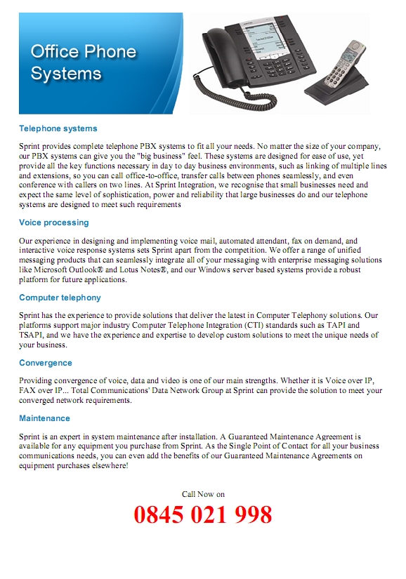 Sprint Communication Systems: Office Telephone Systems