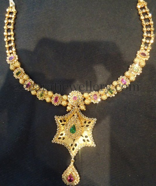Fancy Necklace with Stones - Jewellery Designs