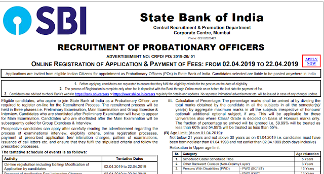 SBI PO 2019 Notification Released | Download Notification| Apply Online ...