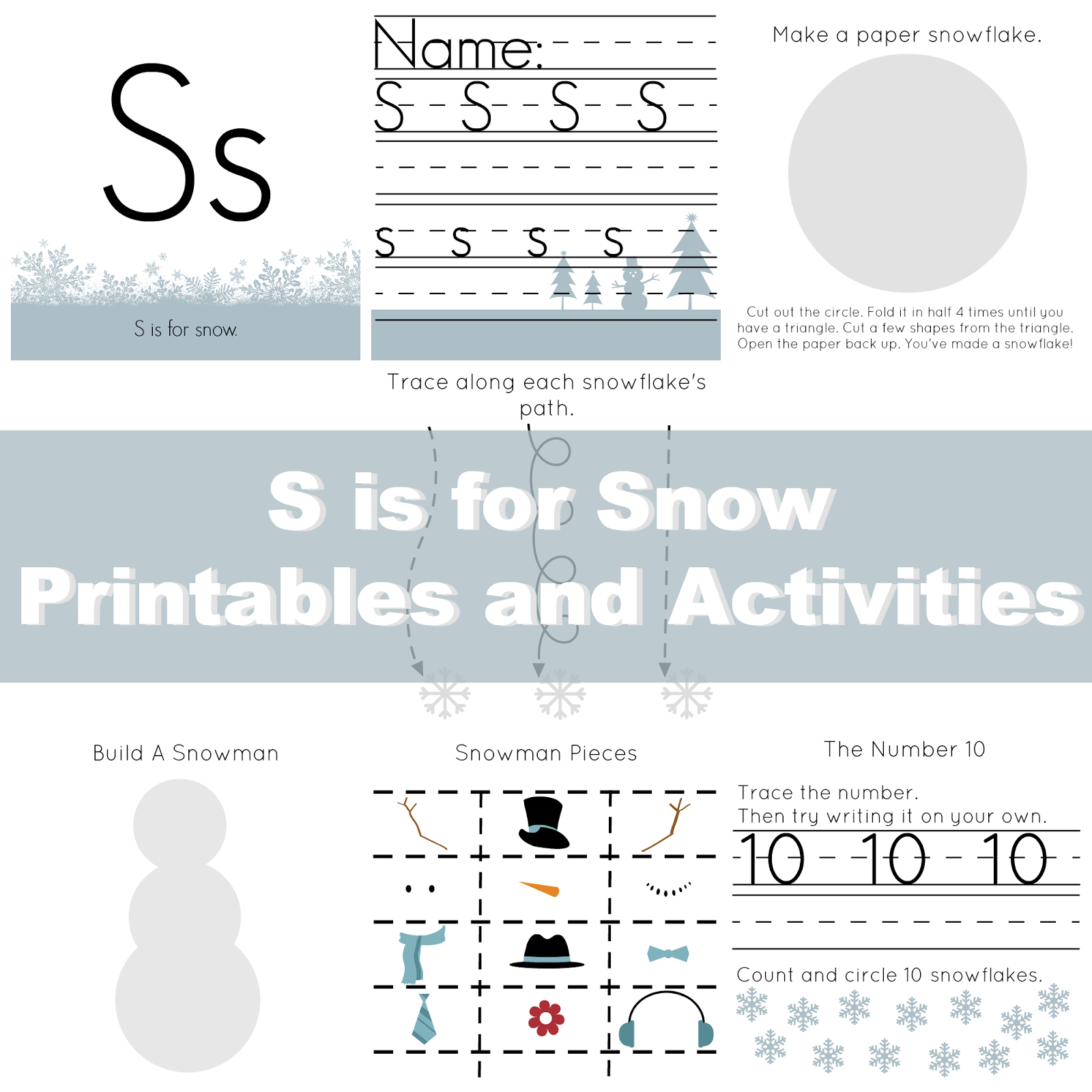 The Life of Jennifer Dawn: Preschool Printables: S is for Snow