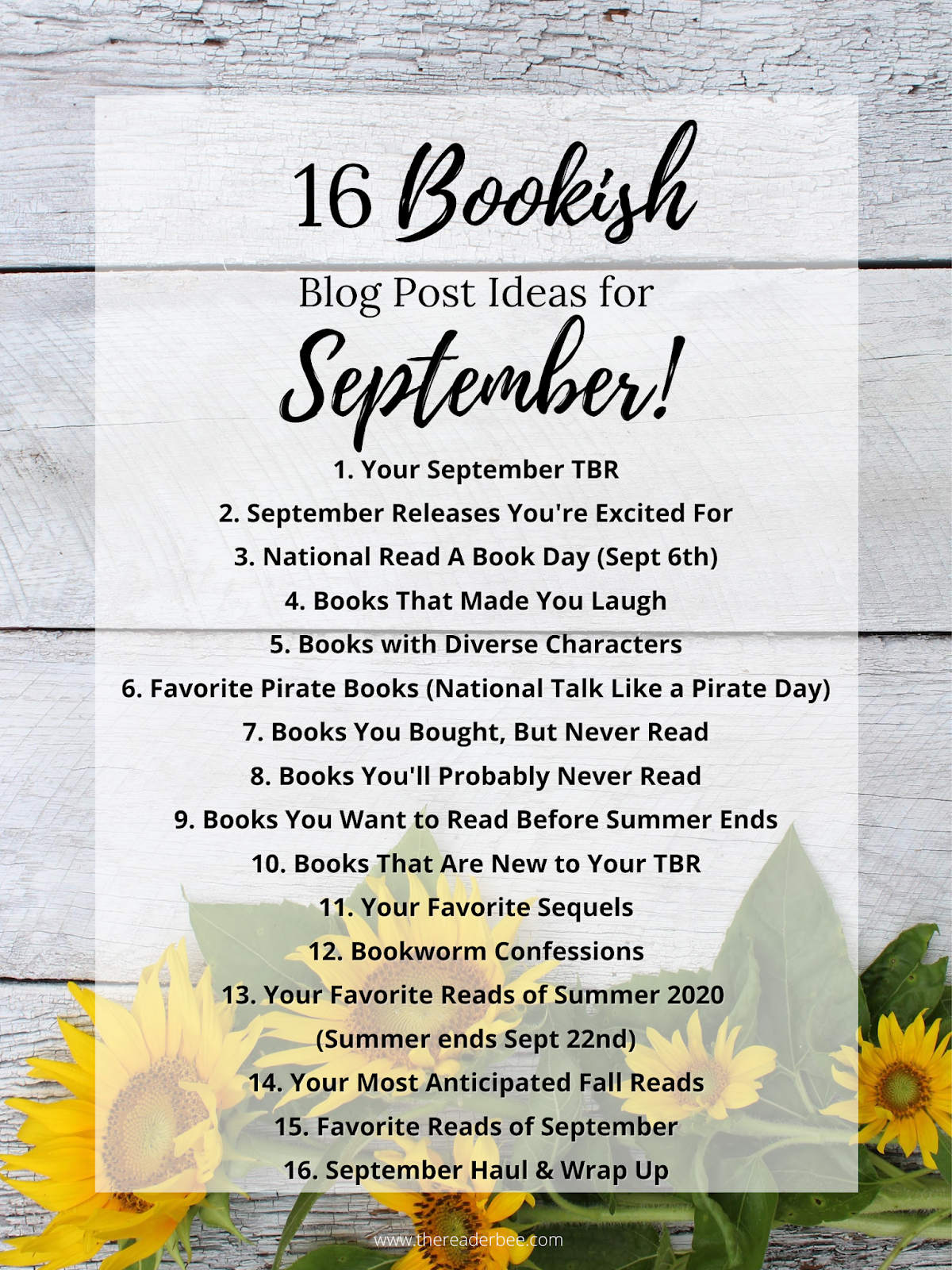 The Reader Bee: 16 Bookish Blog Post Ideas for September!
