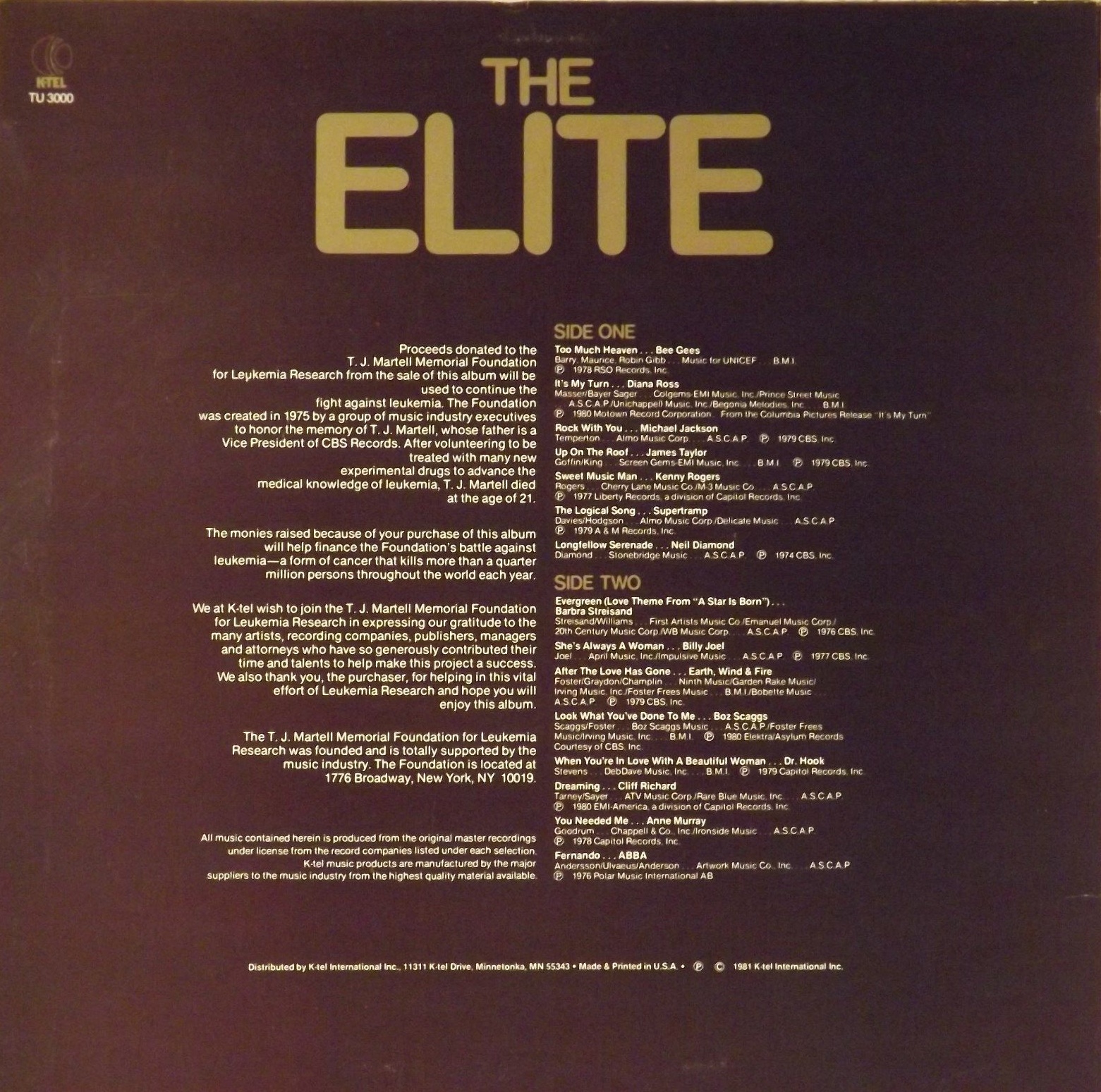 K-Tel Kollection 1973-1983: THE ELITE [1981]