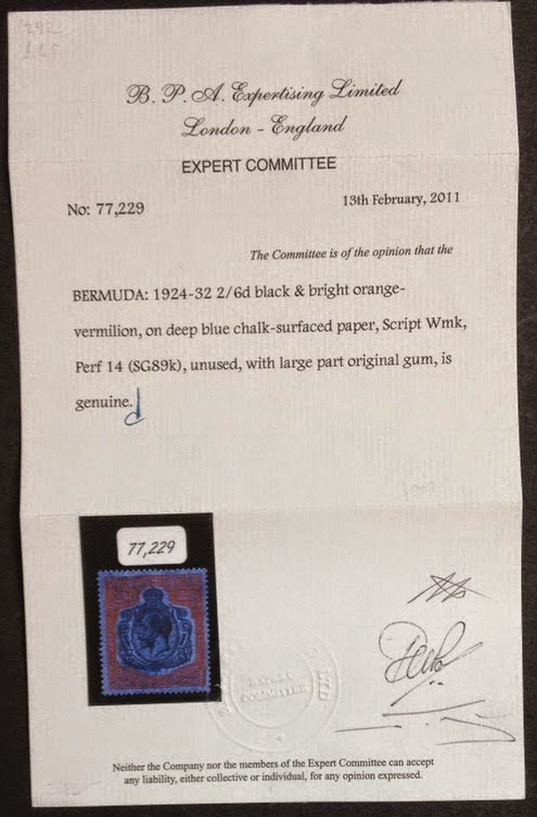 USPA Expertising Inc: Stamp Expert Certificate - BPA Expertising stamp ...