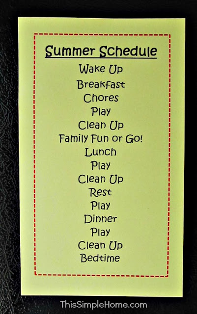 Summer Schedule {List or Printable Cards} - This Simple Home