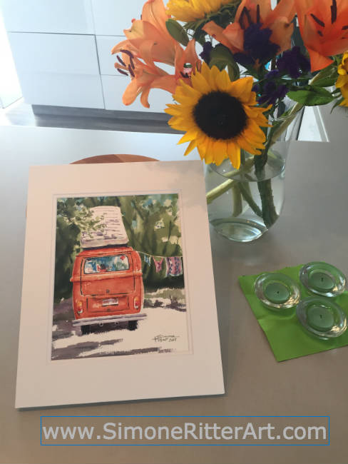 Simone Ritter Art: Orange VW Camper Van