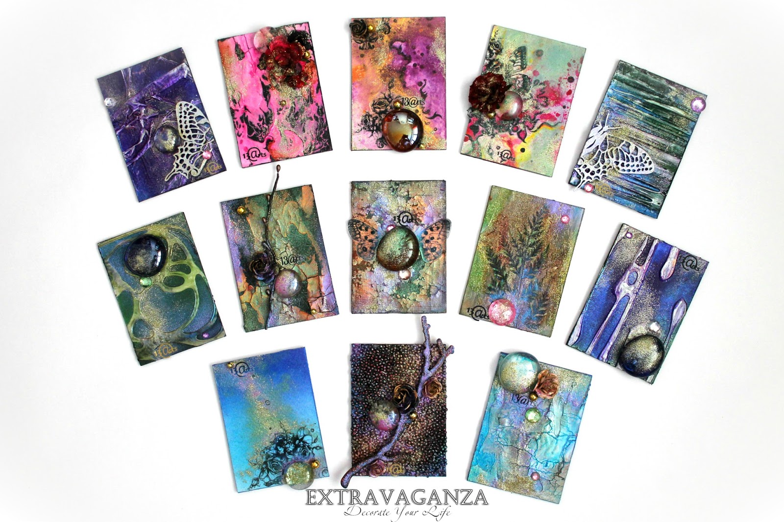 13 arts: Artist Trading Cards "13 textures"