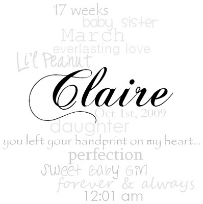 Handprint On My Heart: CLAIRE'S NAME GALLERY