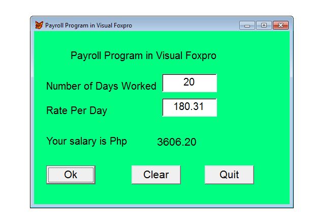 Free Programming Source Codes and Computer Programming Tutorials: Payroll Program in Visual Foxpro