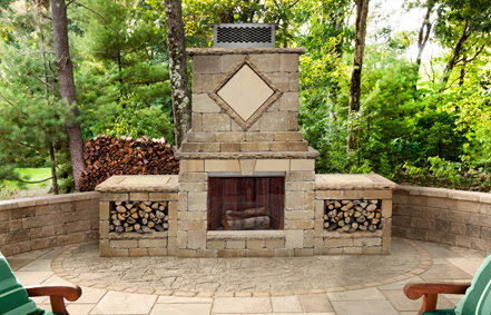 Custom Stoneworks & Design Inc.: Beautiful Techo-Bloc Outdoor Fireplaces