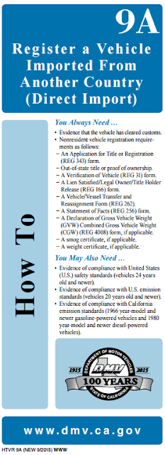 Vehicle Import and Car Importing FAQ: California - Register a Vehicle ...