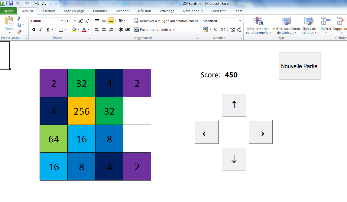 La famille créative: Le Jeu 2048 sous Excel
