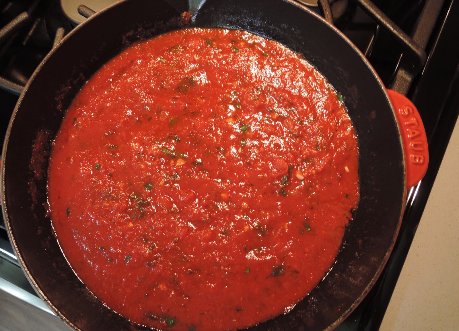 The Briny Lemon: Sausage Meatballs with Marinara and Creamy Polenta