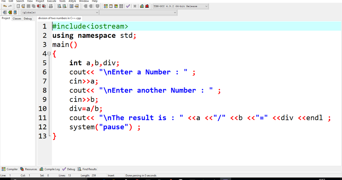 Division In C Language integer Division Without And With Class