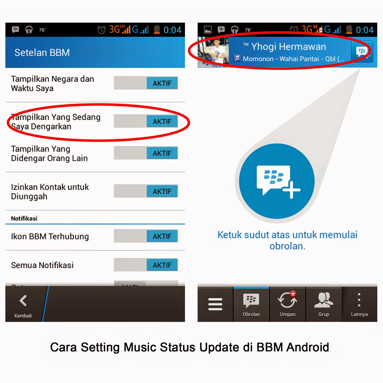 Tips Android, Cara Mengaktifkan BBM Musik Status Update di Android ~ Digital Arts Design