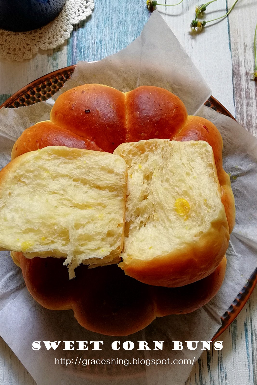 Grace's Blog 欣语心情: 玉米面包 Sweet Corn Buns