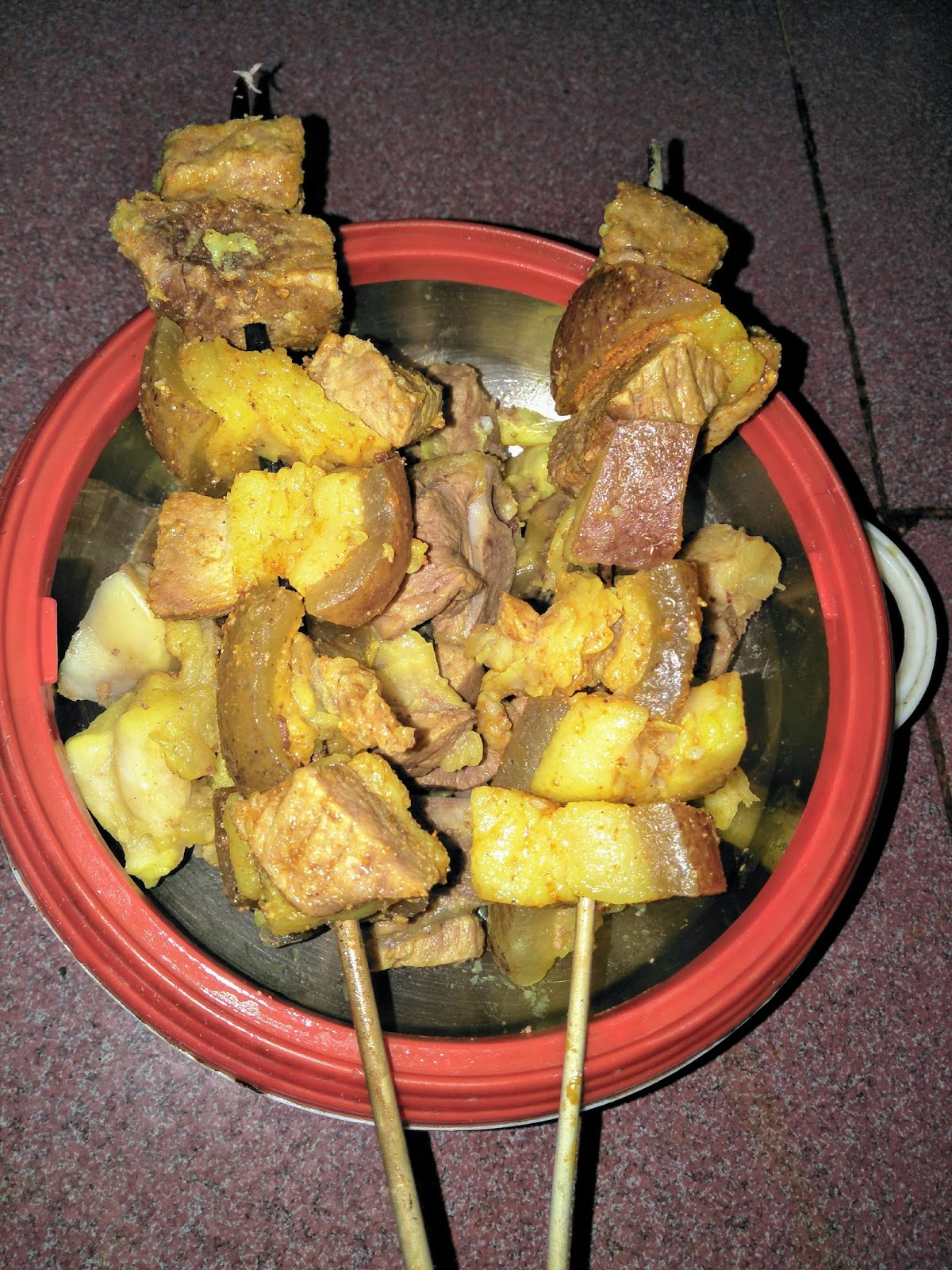 Assamese Style Smoked Pork Sticks (খৰিকাত দিয়া গাহৰি)