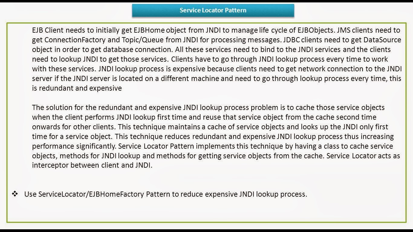 Java Ee Service Locator Design Pattern Keypoints