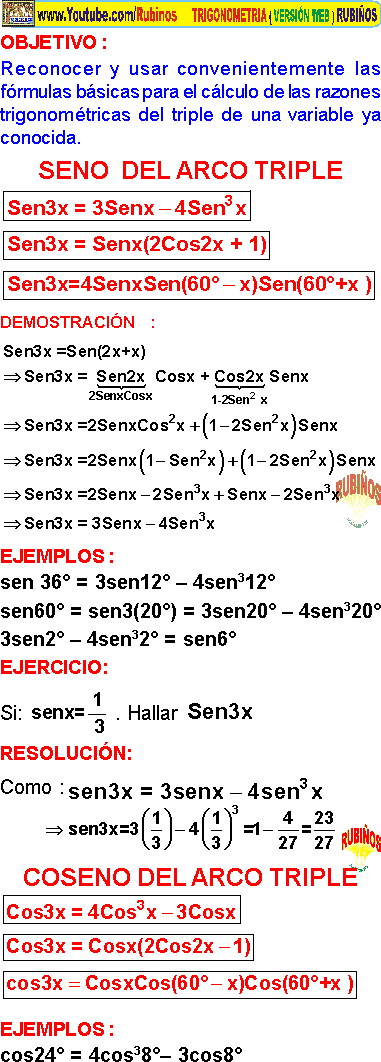 IDENTIDADES DEL ANGULO TRIPLE EJERCICIOS RESUELTOS DE TRIGONOMETRIA PDF