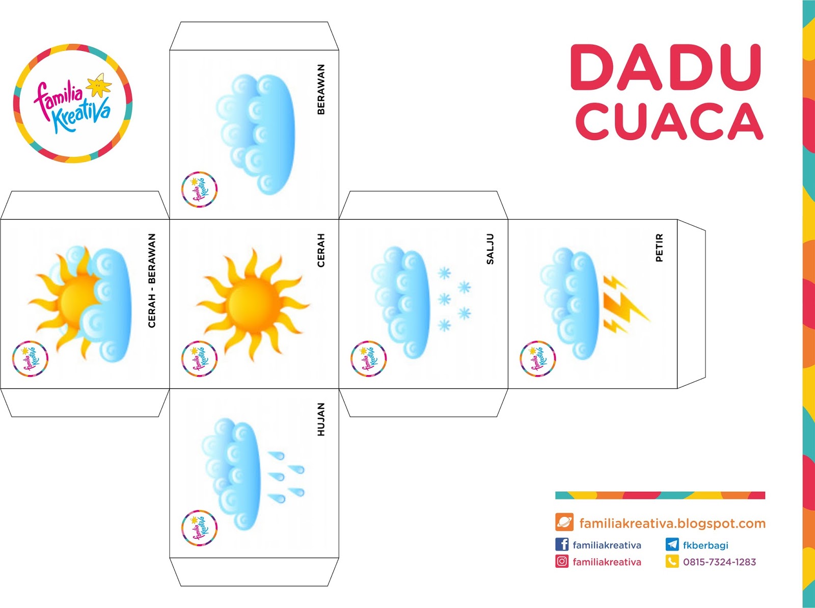 Printable GRATIS lagi! Dadu Cuaca