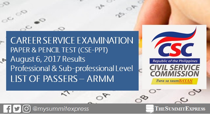 ARMM Passers List: 35 pass August 2017 Civil Service Exam ( CSE-PPT ...