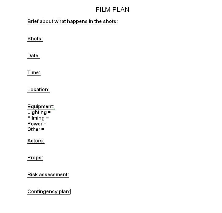 Lucy Nevill A2 Media: Film plan template