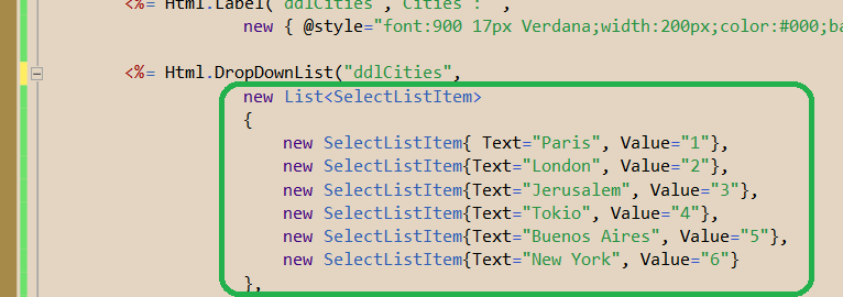 The Aspnet Mvc Club Step By Step How To Create A Static Dropdownlist Html Helper In An Mvc 4 View
