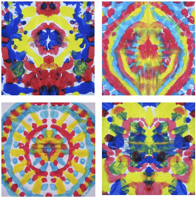 The Rolling Artroom: Folded Paper Monoprints 1-3 Grade