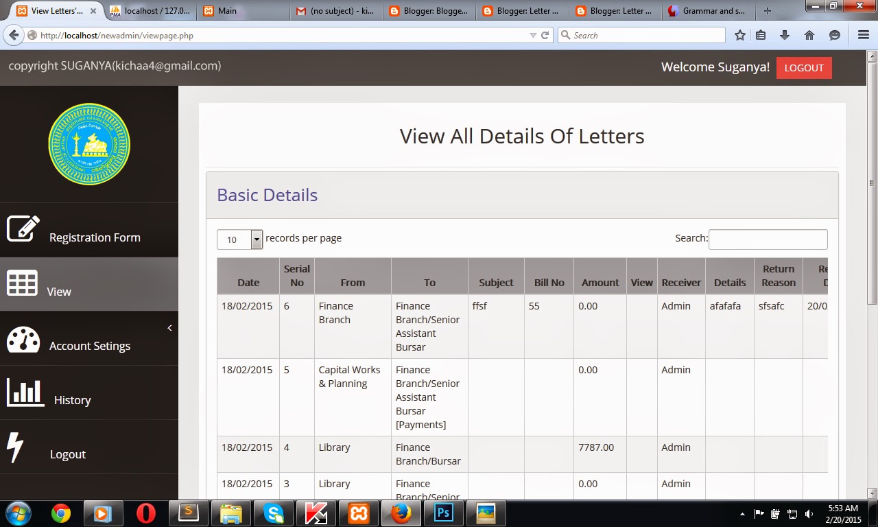 Letter Management System for various Departments