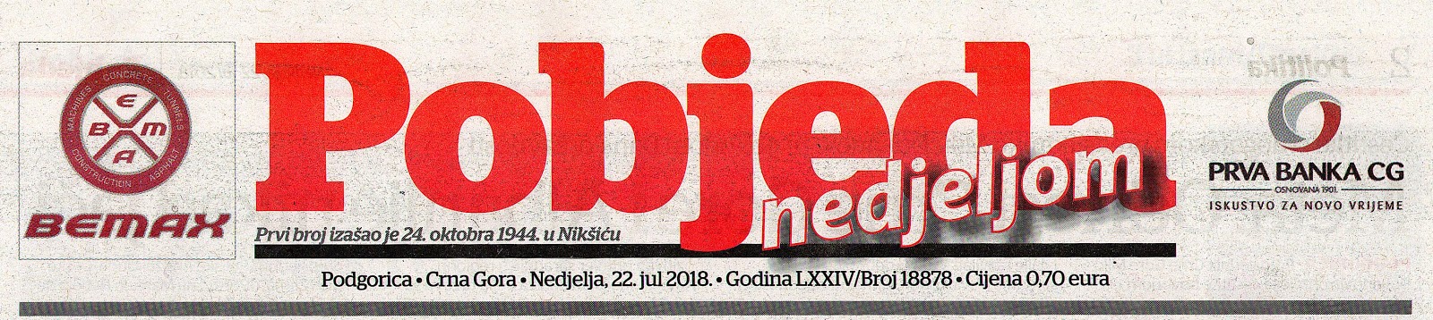 SRPSKA ENIGMATIKA : CRNOGORSKE DNEVNE NOVINE - POBJEDA