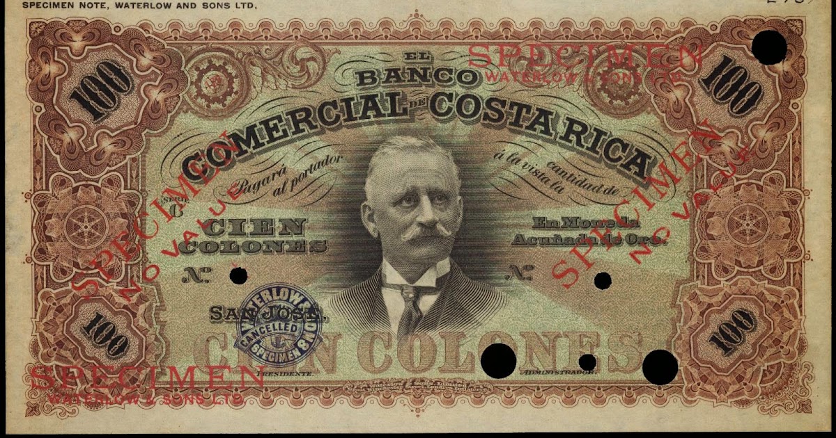 Costa Rica 100 Colones banknote 1906-1911 Banco Comercial de Costa Rica ...