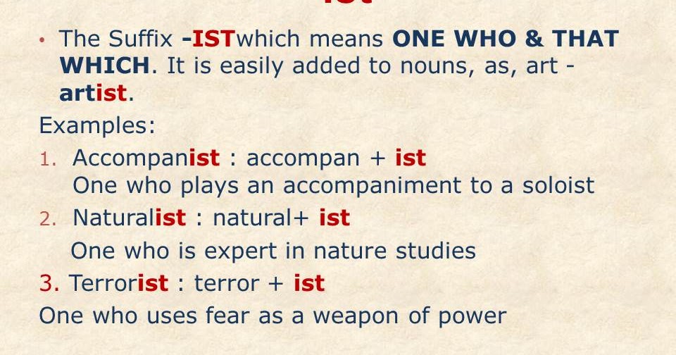 Class 8 A PIS Ahmd: -ian and -ist words