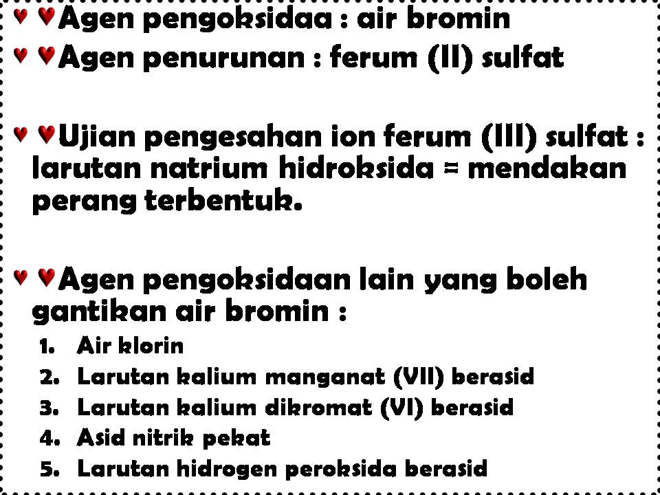cikgu zai.kimia: PENUKARAN ION FERUM(II) KEPADA ION FERUM (III) DAN ...