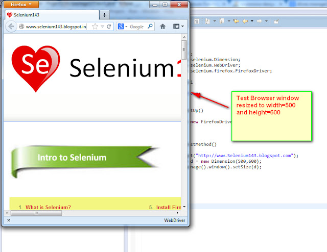 Selenium By Arun 291 Manage Window Setsize To Resize The Browser Window