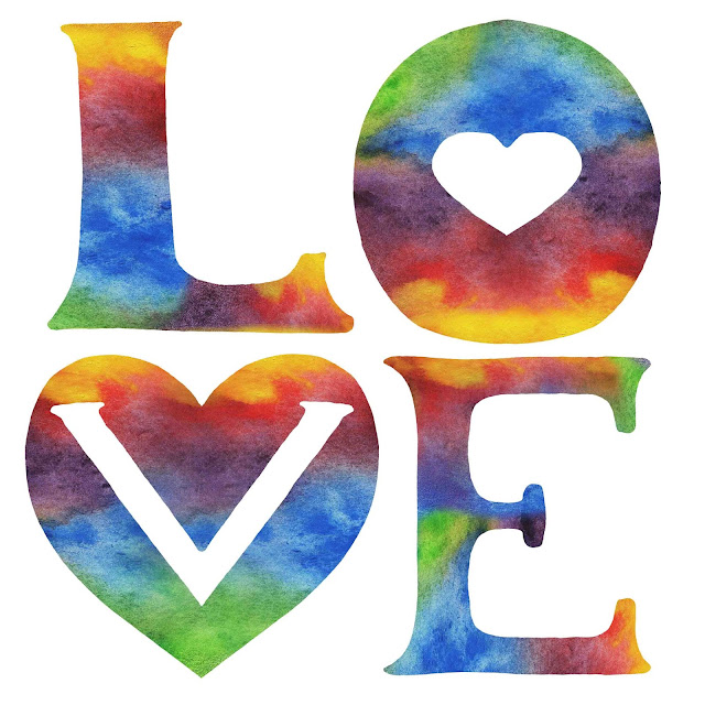 LOVE Hearts And Watercolor