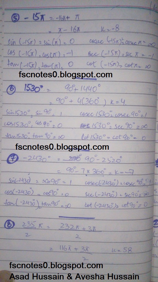 FSc ICS FA Notes Math Part 1 Chapter 9 Fundamentals of Trigonometry ...