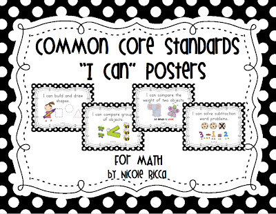 Mrs. Ricca's Kindergarten: Common Core "I Can" Posters {Giveaway!}