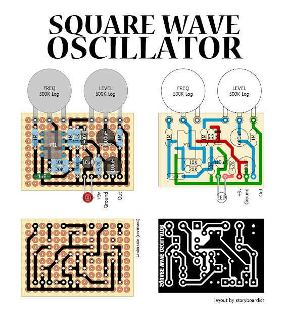 Perf and PCB Effects Layouts: Square Wave Oscillator