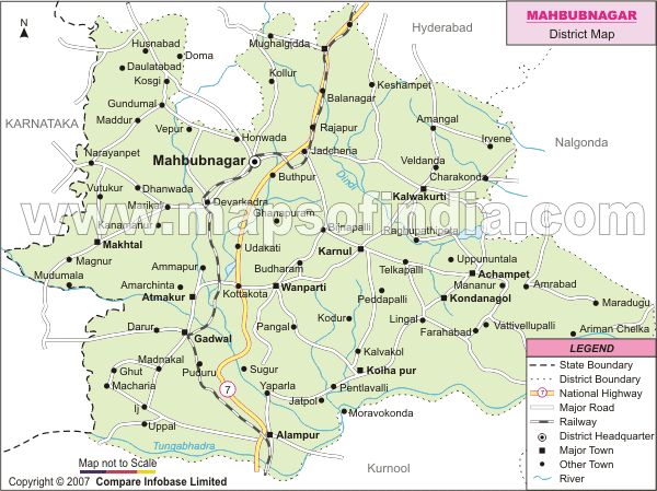 Telangana: Mahabubnagar Route Map