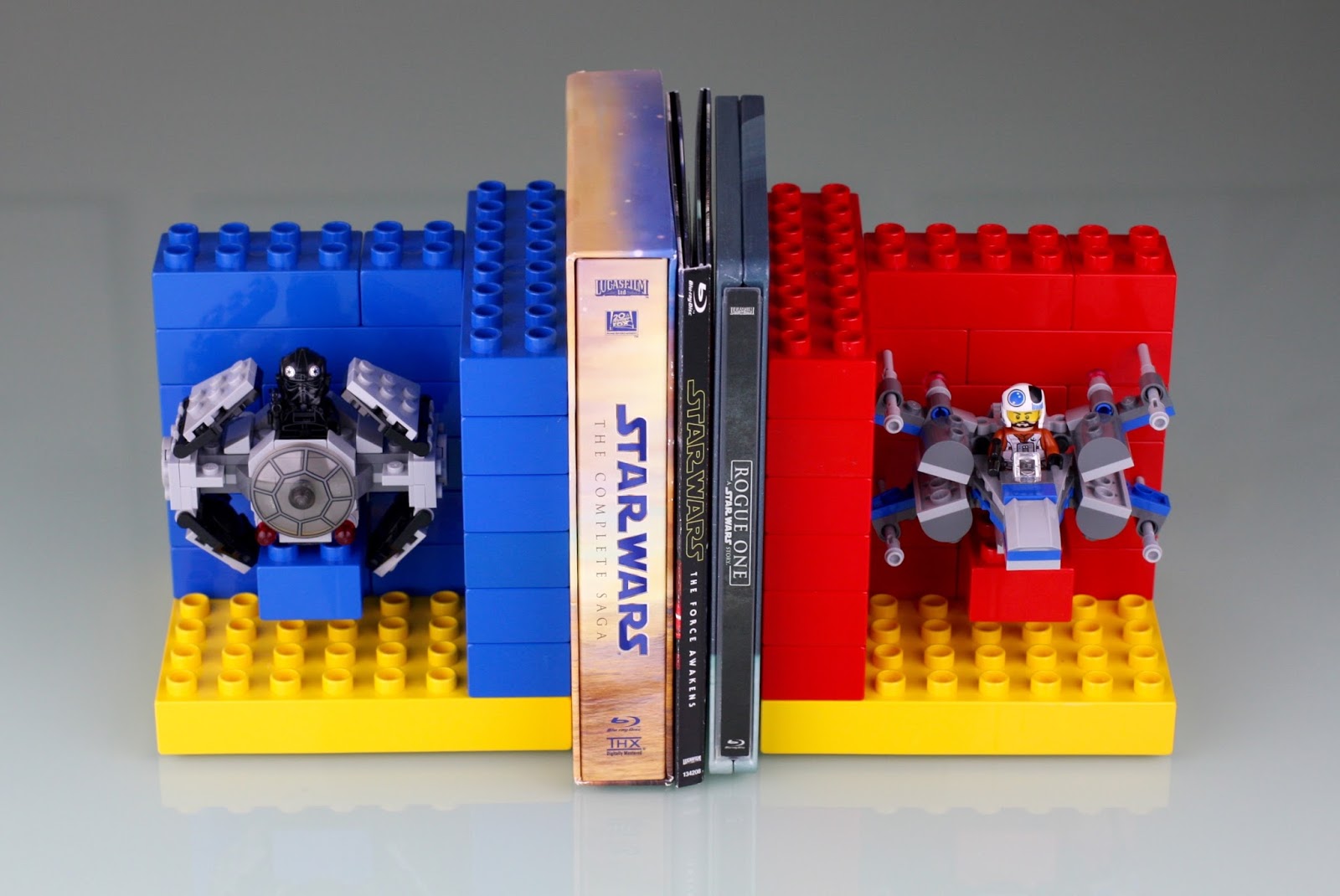 GEEK DIY BAM!: STAR WARS LEGO MICROFIGHTER BOOKENDS: BLU-RAY DISPLAY ...