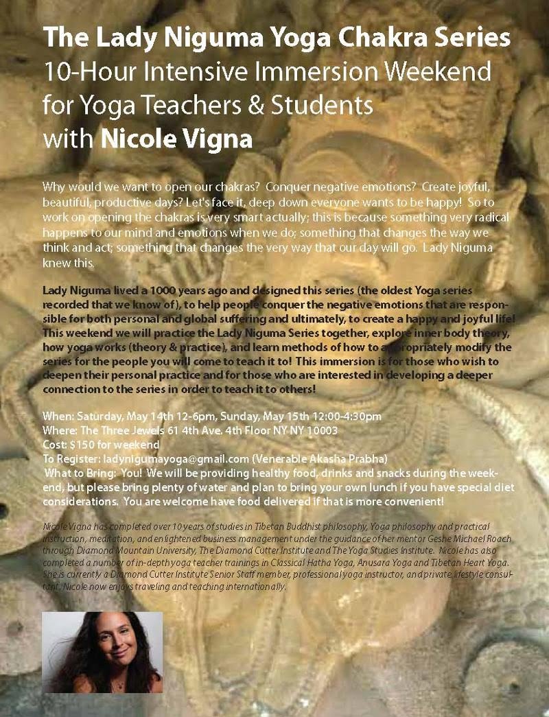 The Three Jewels : The Lady Niguma Yoga Chakra Series // Sat, May 14 12 ...