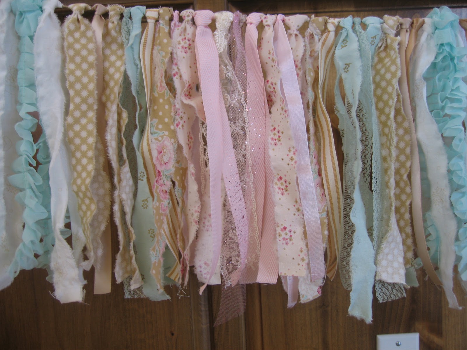 Designs by Sharon: Pink, Aqua, & Yellow Fabric Strip Banner/Backdrop